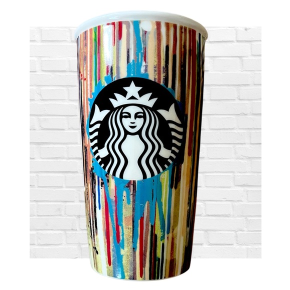 Starbucks | Kitchen | Starbucks Multicolor Dripping Paint Design ...